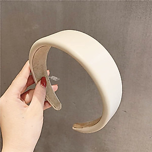 3 Pack Leather Headband for Women Wide PU Padded Headband Fashion Comfy Headbands Hairband for Women and Girls (No1(Black+Brown+Beige))