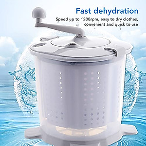 Mini Hand Crank Washing Machine, Portable Manual Clothes Washer and Spin Dryer, Fast Dehydration Small Compact Traveling Outdoor Laundry Machine for Dormitory Apartment Camping Nordic Grey