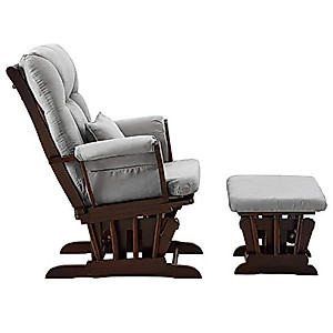 Angel Line Monterey Glider & Ottoman, Espresso Finish - Grey Cushion