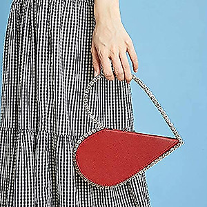 Cute Mini Heart Shape Evening Clutch Bag, Rhinestone Diamond Frame Wedding Party Purse Handbag for Women (black)