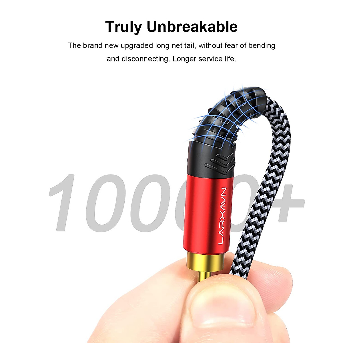 Larxavn RCA Cables, Hi-Fi Sound, Nylon Braided, Shielded RCA Audio Cable for Home Theater, HDTV, Amplifiers, Speakers- 5 Feet