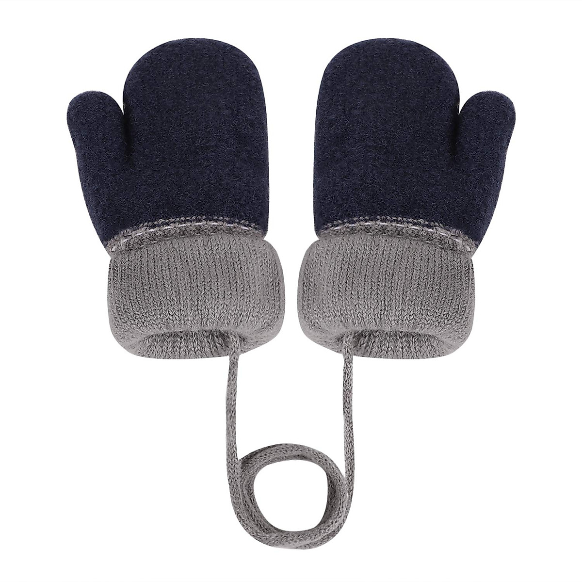 Toddler Baby Knitted Winter Gloves Cable Mittens Cute Cartoon Bear Kids Boys Girls Thermal Thick Fleece Lined Gloves Wool Warm Knit Snow Ski Cold Weather Gloves Children with String Age 0-3Y