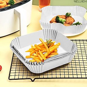 White Air Fryer Liners Disposable Sheets - 90Pcs Disposable Air Fryer Paper Liners for Air Fryer Basket Liners for Food Serving - 7.9" Parchment Paper Sheets for Baking Oven Liners for Bottom of Oven