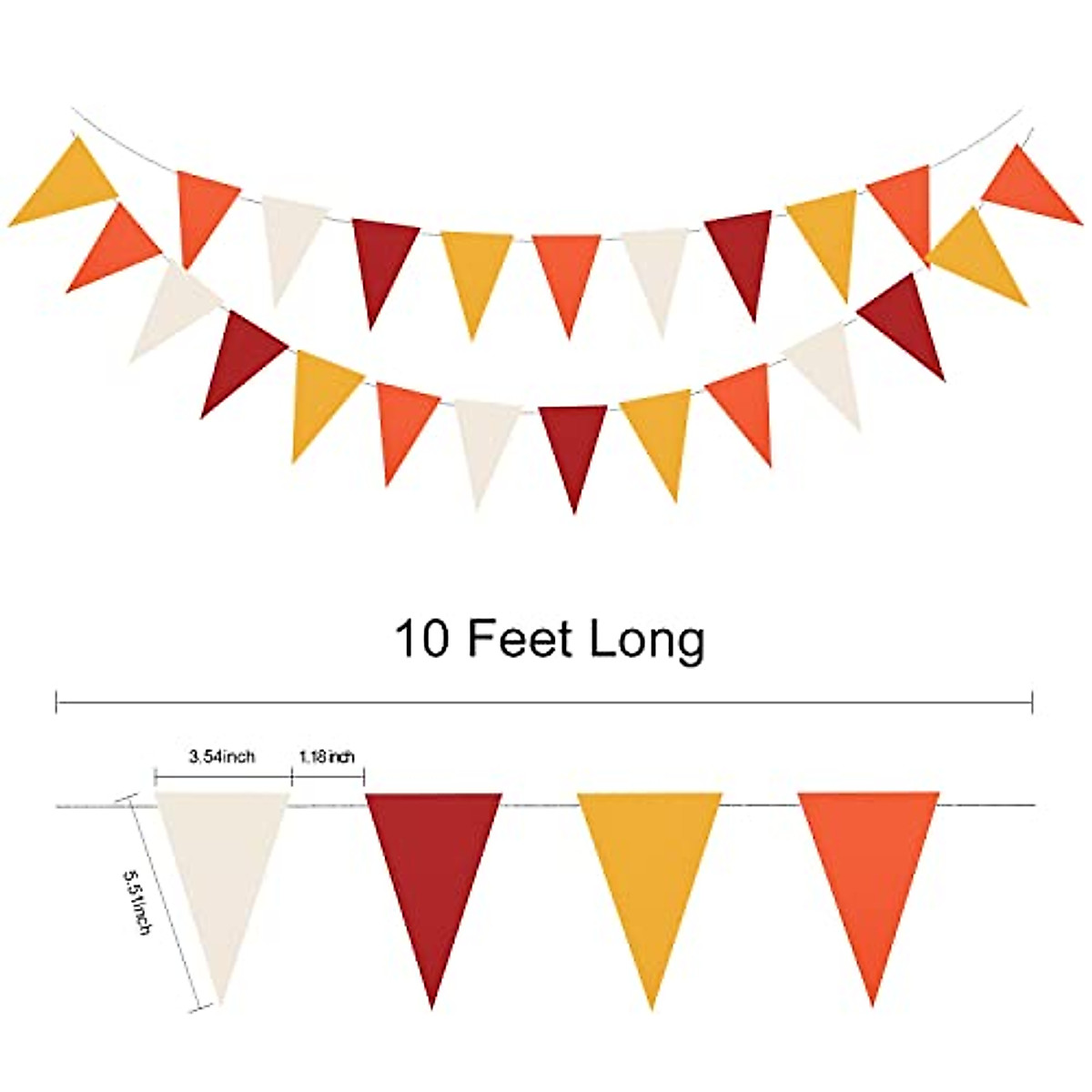 YSSAI 40Ft Triangle Flag Paper Pennant Banner Orange Fall Party Garland Bunting for Fall Decor Thanksgiving Day Harvest Autumn Wedding Birthday Party Home Outdoor Garden Hanging Decoration 104 Flags