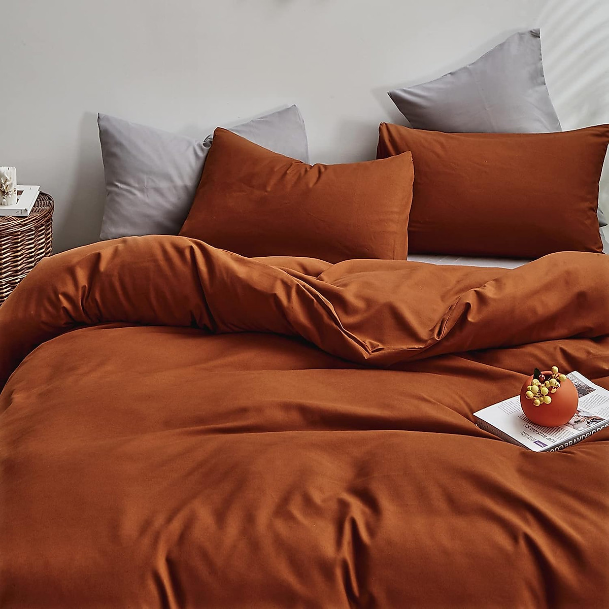 Houseri Burnt Orange Comforter Set California King Rust Orange Bedding Caramel Terracotta Cal King Comforter Sets Soft Comfy Women Men Aesthetic Cinnamon Reddish Brown Bed Quilts Blanket Cal King Size
