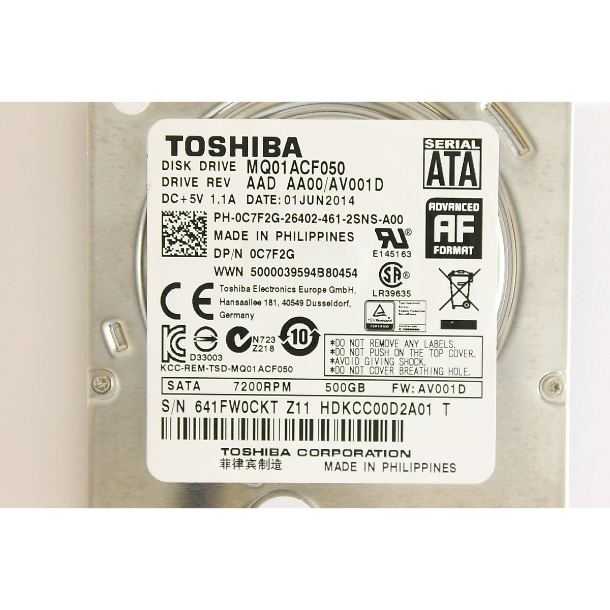 Dell C7F2G 500.0GB 7.2K SATA 2.5 6GBps Hard Drive