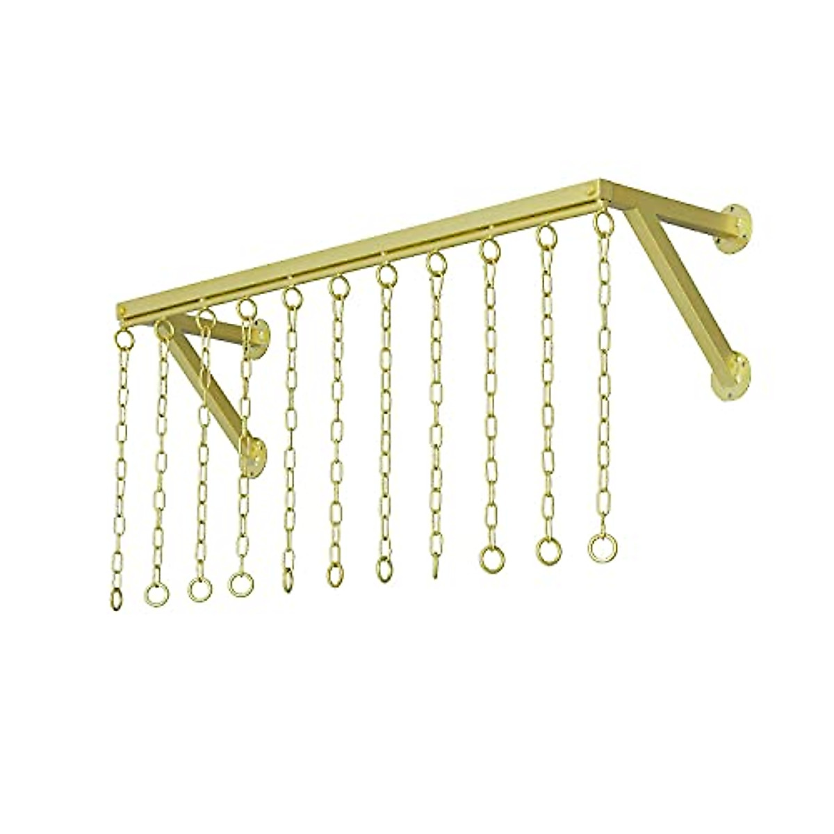 Wall Mounted Iron Chain Clothing Hanging Racks, Metal Garment Storage Rack, Clothes Storage Shelves with 11 Hanging Chain, Retail Display Hanger, Boutique Clothing Rack(Gold, 39.8'' L x 17.7'' H)