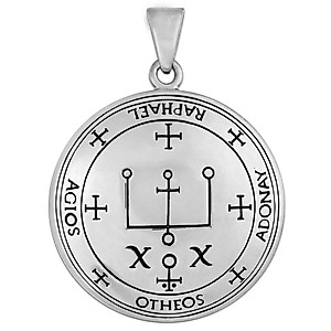 Moonlight Mysteries Archangel Raphael Sigil Pendant - .925 Sterling Silver Angel Sigils Saint Raphael Talisman for Healing and Protection (1 1/4 inch)