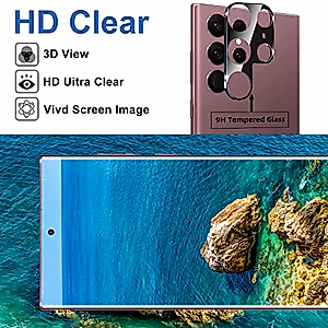 Coliary [2+2 Pack] Galaxy S22 Ultra Screen Protector, 9H Tempered Glass, Ultrasonic Fingerprint Support, 3D Curved, HD Clear Scratch Resistant for Samsung Galaxy S22 Ultra 5G Glass Screen Protector