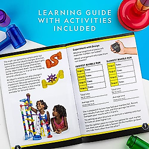 NATIONAL GEOGRAPHIC Glowing Marble Run – 80 Piece Construction Set with 15 Glow in the Dark Glass Marbles & Mesh Storage Bag, Educational STEM Toy, an AMAZON EXCLUSIVE Science Kit