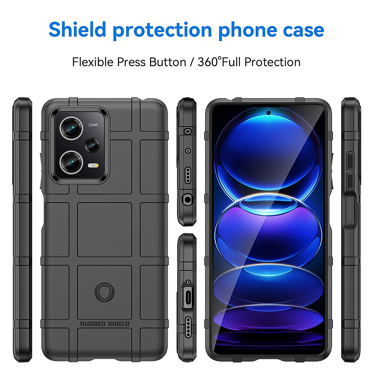 Ephoou Slim Phone Case for Xiaomi Redmi Note 12 Pro 5G, Rugged Shield with Military Grade Shockproof Protection Case Compatible with Redmi Note 12 Pro 5G /Note 12 Pro Speed/Poco X5 Pro HD-Black