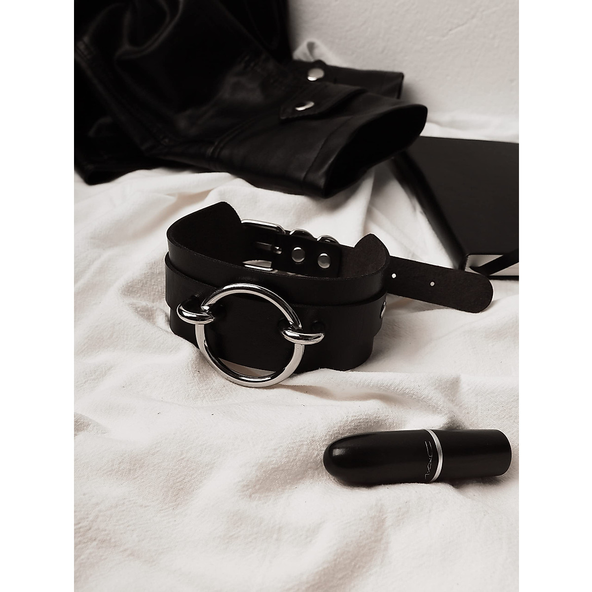 Sacina Gothic Punk Spiked Choker Necklace, Black PU Leather Choker, Goth Punk Jewelry Gift for Women, Men, Halloween Christmas New Year Gift