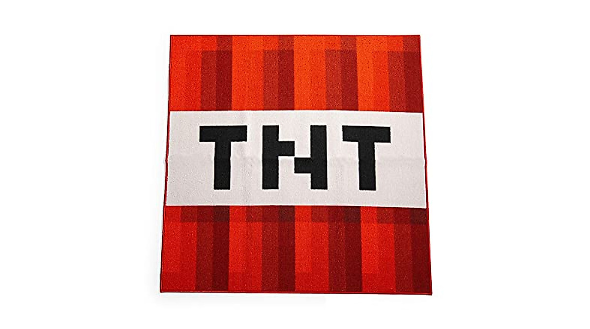 Minecraft Red TNT Block Area Rug - Official Gaming Decor 52x52"