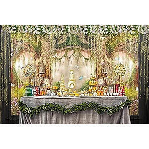 Leowefowa 7x5ft Vinyl Spring Backdrop Fairy Enchanted Flower Fairytale Forest Jungle Photo Background for Party Photoshoot Newborn Baby Kids Children Photography Studio Props Enchanted Forest Backdrop