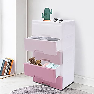 simimasen 5-Layer Pink Storage Drawers Plastic Drawers Dressers Cabinet for Storing Clothes, Towels, Toys