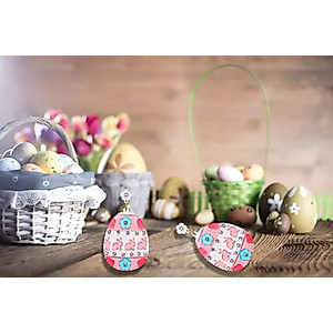 Easter Earrings Rhinestone Colorful Easter Egg Drop Dangle stud Earrings acrylic Egg and Bunny Earring for Women Holiday Party Jewelry (Pink)