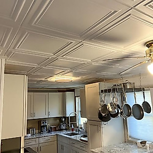 A La Maison Ceilings R24 Line Art Foam Glue-up Ceiling Tile (21.6 sq. ft./Case), Pack of 8, Plain White