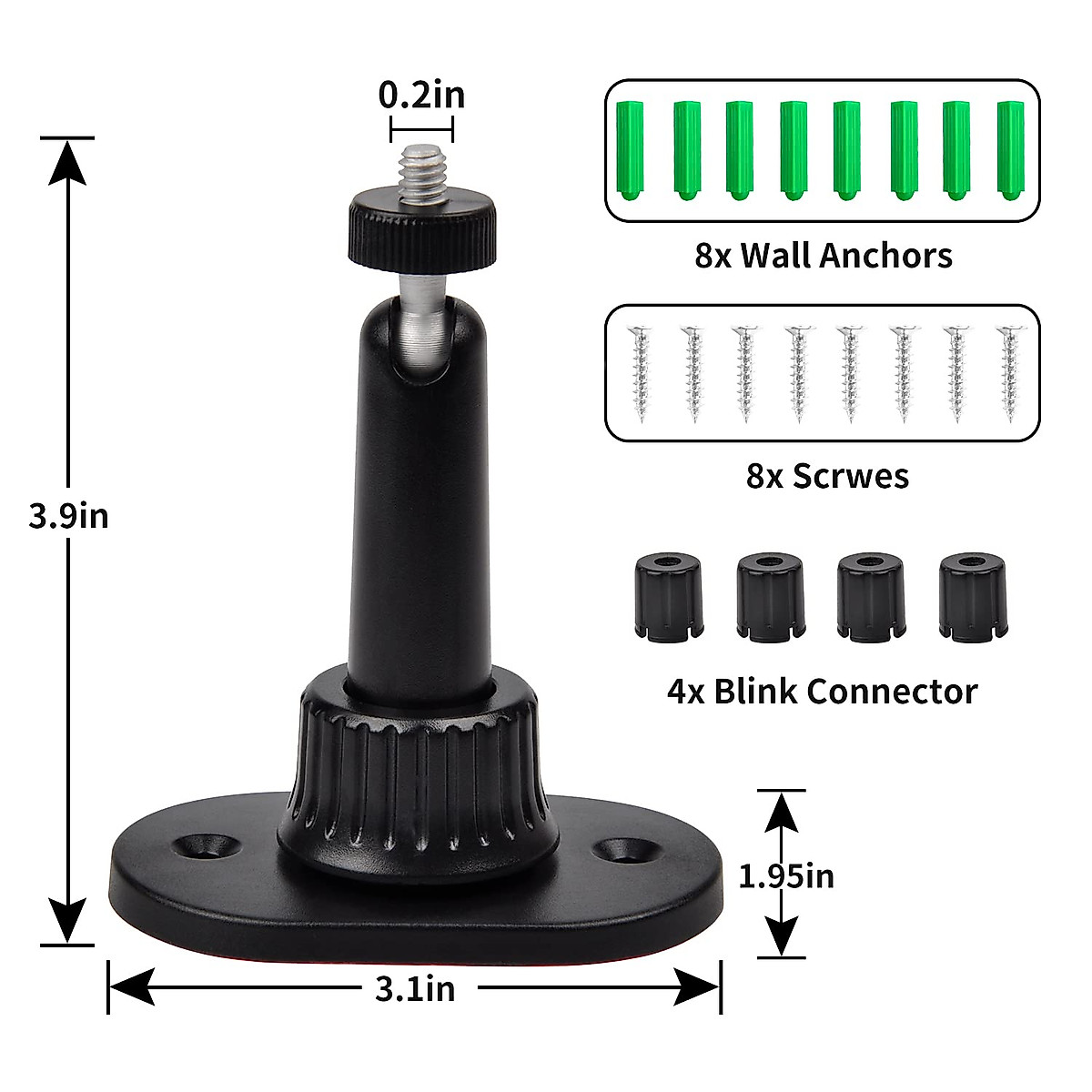 4 Pack Strong Adhesive Wall Mount for Blink Outdoor 4 (4th Gen) & (3rd Gen),Blink Outdoor Camera, No Drilling or Screw Secured Fixed,360 Degree Adjustable Wall Mount Bracket for Blink XT/XT2 Camera