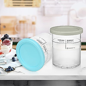 FIRJOY 24 oz. Containers | Extra Replacement Pints and Lids for Ninja Creami Deluxe - Compatible with NC501, NC500 Series (2 Pack - Grey, Blue)