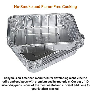 Kenyon Drip Tray Set, Disposable Grill Accessories, Foil Trays, Compatible with Kenyon Grills Except for G2, Rinse Out and Use Multiple Times, Pack of 10 Drip Pans, Silver