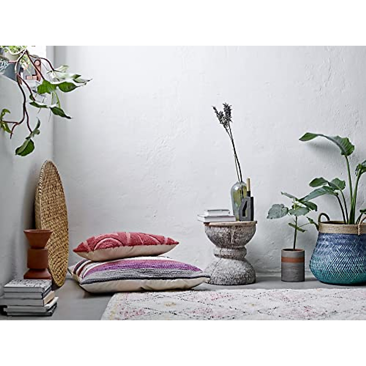 Creative Co-Op Coral Cotton Blend Chenille Lumbar Pillows, 1 Count (Pack of 1), Pink