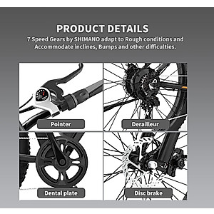 aostirmotor 750W Electric Bike for Adults 26"×4" Fat Tire Electric Bike 48V 13AH Lithium Battery Adult Electric Bicycles, 28MPH E Bike for Adults, Shimano 7 Speed Electric Mountain Bike (White)