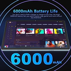 Oangcc Android 13 Tablet 2024 Newest 10 Inch Tablets with 12GB RAM +128GB ROM +1TB Expanded Octa-Core, 2 in 1 Tablet with Keyboard Mouse 5G Wi-Fi Blue/Tooth GMS Certified GPS - Blue