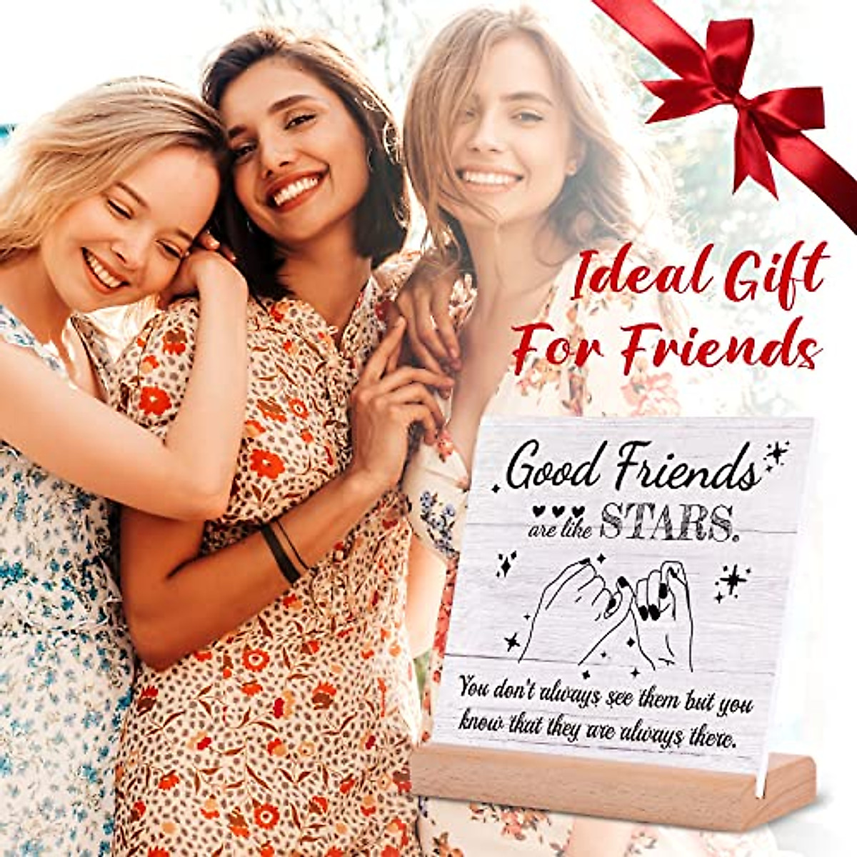 Friend Gifts for Women, Friendship Gifts for Women Friends, Birthday Gifts for Bestie Friends Sister, Long Distance Friendship Gifts, Friend Plaque with Wooden Stand