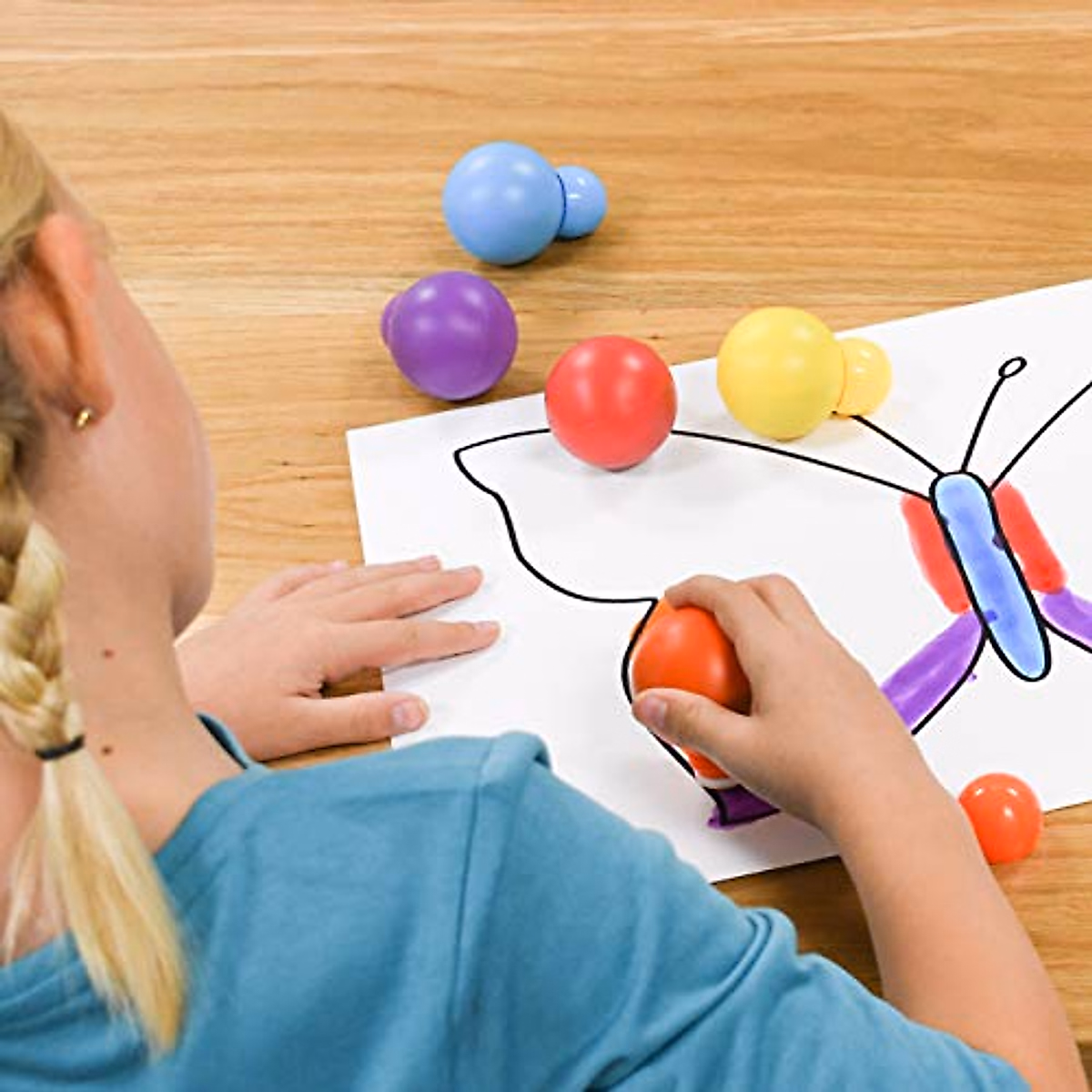 READY 2 LEARN Doodle Dabbers Dot Markers - Set of 6 Washable Colors - Non Toxic - Unique Toddler Grip - Markers for Kids