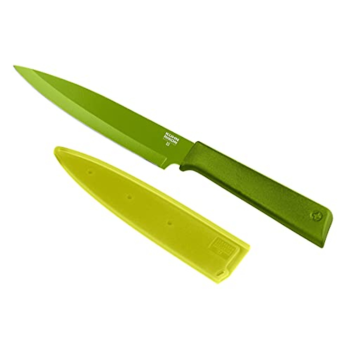 KUHN RIKON Colori+ Non-Stick Utility Knife with Safety Sheath, 23 cm, Green