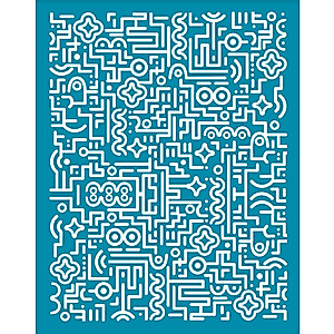 OLYCRAFT 4x5 Inch Abstract Maze Clay Stencils Maze Theme Silk Screen for Polymer Clay Floral Maze Silk Screen Stencils Mesh Transfer Stencils for Polymer Clay Jewelry Making