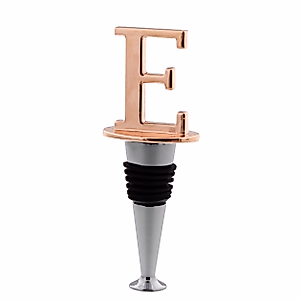 Bottle Wine Stopper Top Closer Seal with Monogrammed Letter “N” in Rose Gold - Reusable Wine Cork Saver Sealer Plug 1pk
