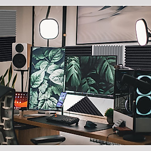 FOUCARSI 24 Pack Acoustic Foam Panels,Studio Soundproofing Foam, 1" X 12" X 12", Studio Foam Wedges,Sound Proof Padding (Black+Grey)