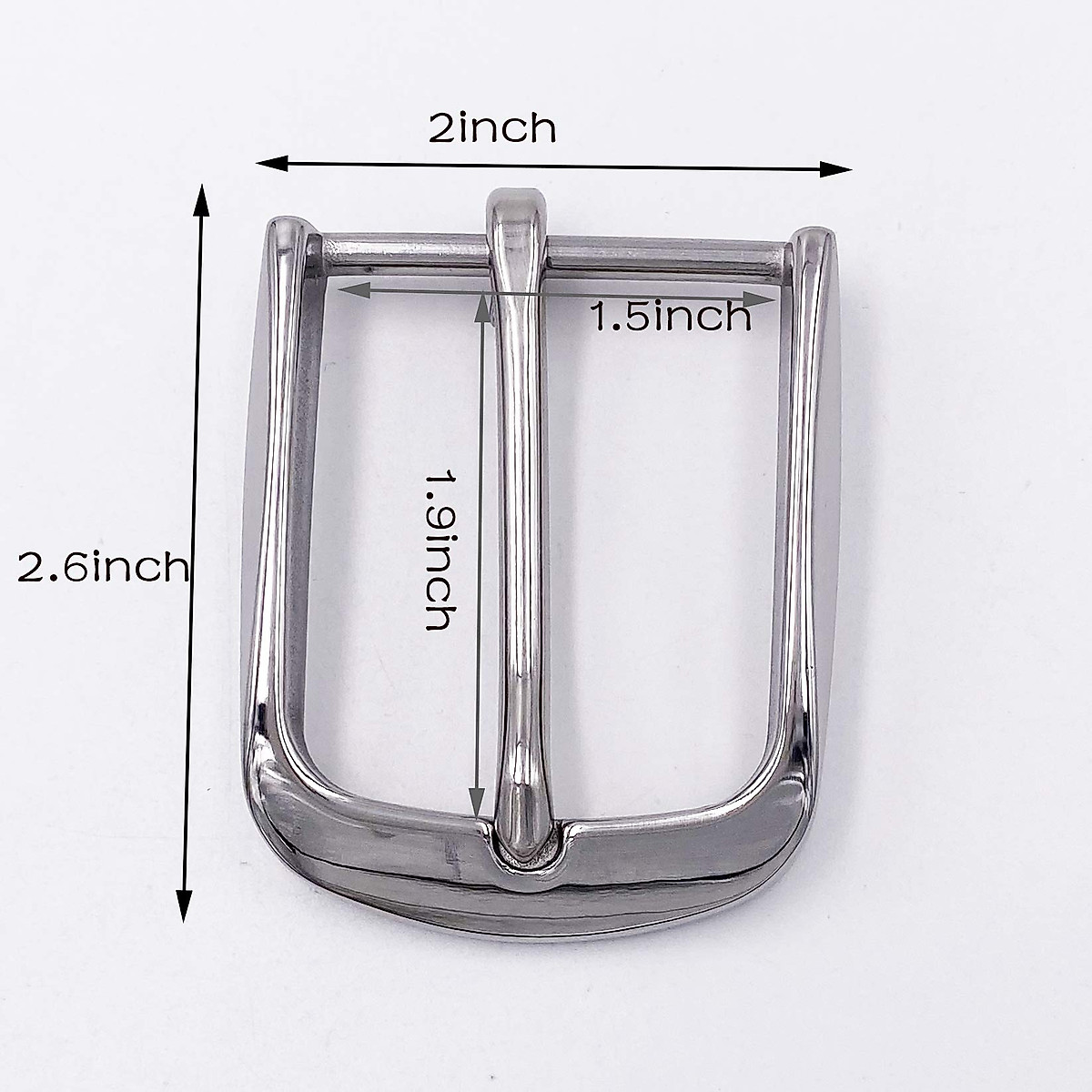 LAXPICOL 1.5"(40mm) Heavy Duty Stainless Steel Single Prong Square Belt Buckle