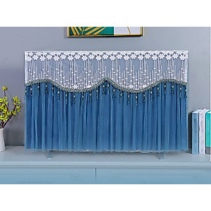 YIJIAFEIFEI Indoor LCD TV Dust Cover with Openable Front Flap, Soft Lace TV Display Covers, Blue Tv Covers for Curved/Flat TV(Size:40 inch)