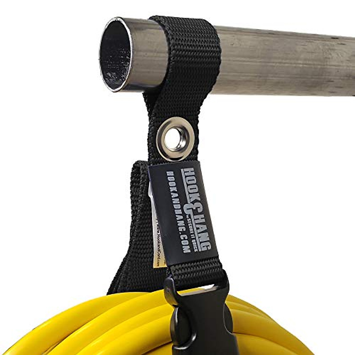 SECURE IT QUICK - Hook & Hang Strap Storage & Organizer - Hang Hoses, Cords, Tools, Drills, Ladders & More. Another Incredible Organizer! (2 PK - W/Hooks, Black)