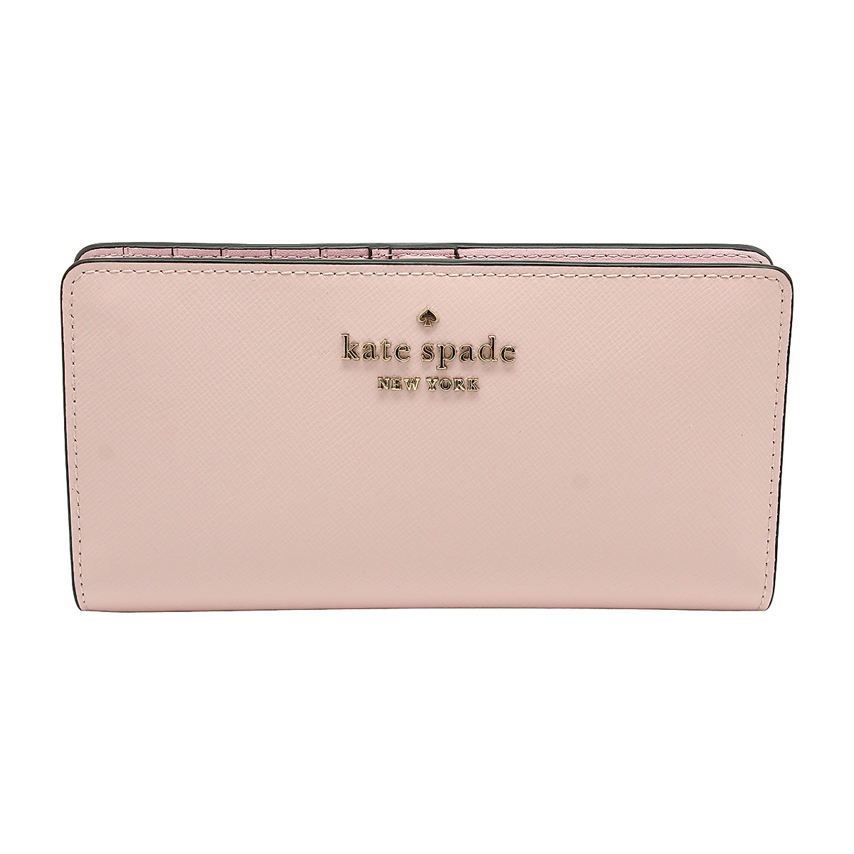 Kate Spade New York Staci Saffiano Leather Large Slim Bifold Wallet Light Crepe
