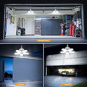TYCOLIT LED Garage Lighting, Deformable LED Ceiling Lights with 5 Adjustable Panels, 80W/100W LED Shop Lamp for Warehouse, Workshop, Basement, Gym (100W)