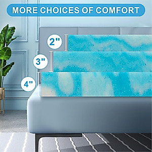 MUUEGM 2 Inch Memory Foam Mattress Topper Twin Size,Cooling Gel Infused Twin Mattress Pad for Pressure Back Pain Relief,Ventilated Soft Bed Topper for College Dorm Single Bed,CertiPUR-US Certified