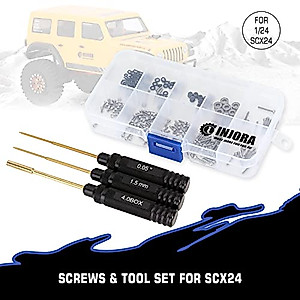 INJORA RC Car Tool Kit-3pcs Hex Screwdriver 0.05inch 1.5mm, Hex Nut Drivers 4mm, Screws Kit for Axial SCX24 C10 Deadbolt JLU Gladiator Bronco Other RC Model