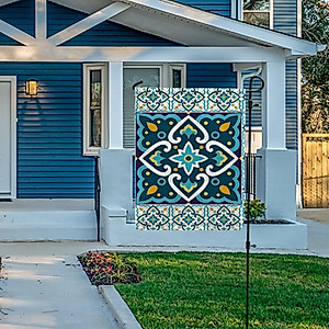Spanish Tile Garden Flags Polyester Fabric Vertical Double Sided Printing Outdoor Welcome Banner Flag UV Protector Decoration for Home Yard Patio Lawn 12x18in