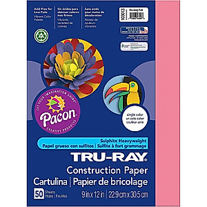 Tru-Ray® Construction Paper, 50% Recycled, 9" x 12", Shocking Pink, Pack of 50