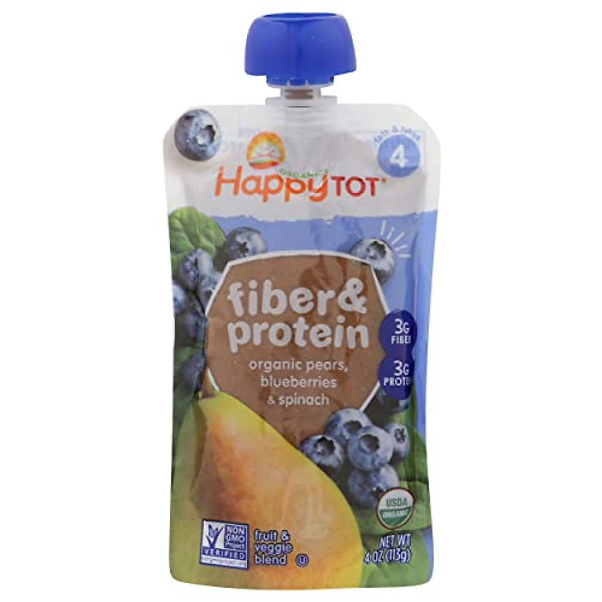 Happy Tot Organic Pear, Blueberry & Spinach, 4 oz