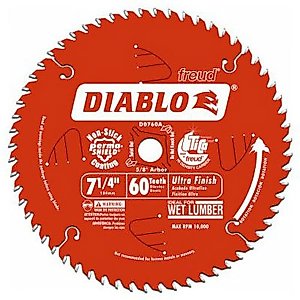 Freud D0760X Diablo Ultra Finish Saw Blade ATB 7-1/4-Inch by 60t 5/8-Inch Arbor
