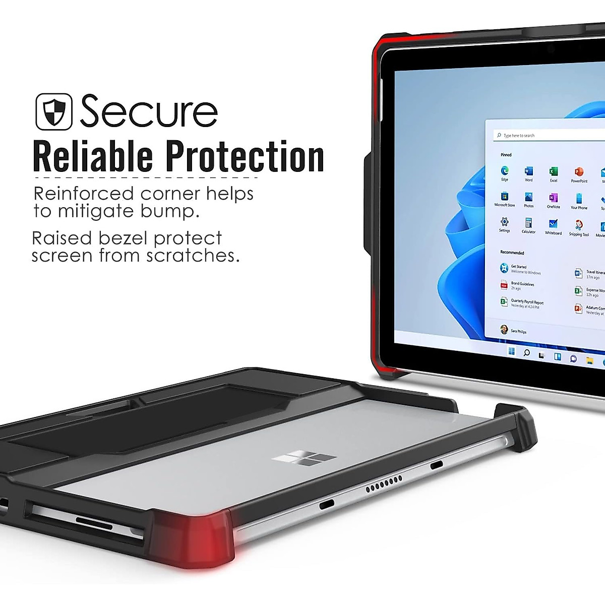 MoKo Case Fit Microsoft Surface Go 4 /Surface Go 3 / Surface Go 2 / Surface Go Case, All-in-One Protective Cover Case with Pen Holder Hand Strap, Compatible with Type Cover Keyboard, Black