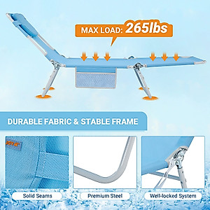 #WEJOY 2 Pack Beach Chaise Lounge Outdoor Lounge Chair with Face Hole Tanning Chair Lightweight Folding Reclining Beach Chair+Removable Pillow for Sunbathing,Patio,Indoor，Pool,Lawn,Backyard