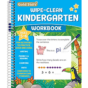 Wipe Clean Kindergarten Workbook for Kids Ages 5-6: All Subjects Including Writing, Math, Sight Words, Phonics, Reading, Addition and Subtraction, and More! Includes Dry Erase Marker