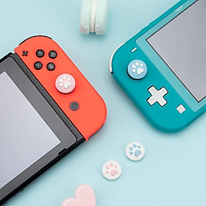 GeekShare 4PCS Silicone Cat Paw JoyCon Thumb Grip Set Joystick Caps Compatible with Switch/OLED/Switch Lite (Pink Blue)