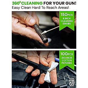 Gun Cleaning Supplies Kit 12 in 1 Universal Gun Cleaning Kit Incl. Gun Cleaning Patches, 6-inch Gun Cleaning Swabs, Double Head Gun Cleaning Brush, Cleaning Picks, Finishing Gun Cloth, Oil Applicator