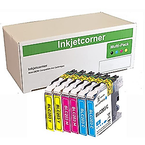 Inkjetcorner Compatible Ink Cartridges Replacement for LC203CL LC203XL for use with MFC-J460DW MFC-J480DW MFC-J485DW MFC-J680DW MFC-J880DW MFC-J885DW (2 Cyan 2 Magenta 2 Yellow, 6-Pack)